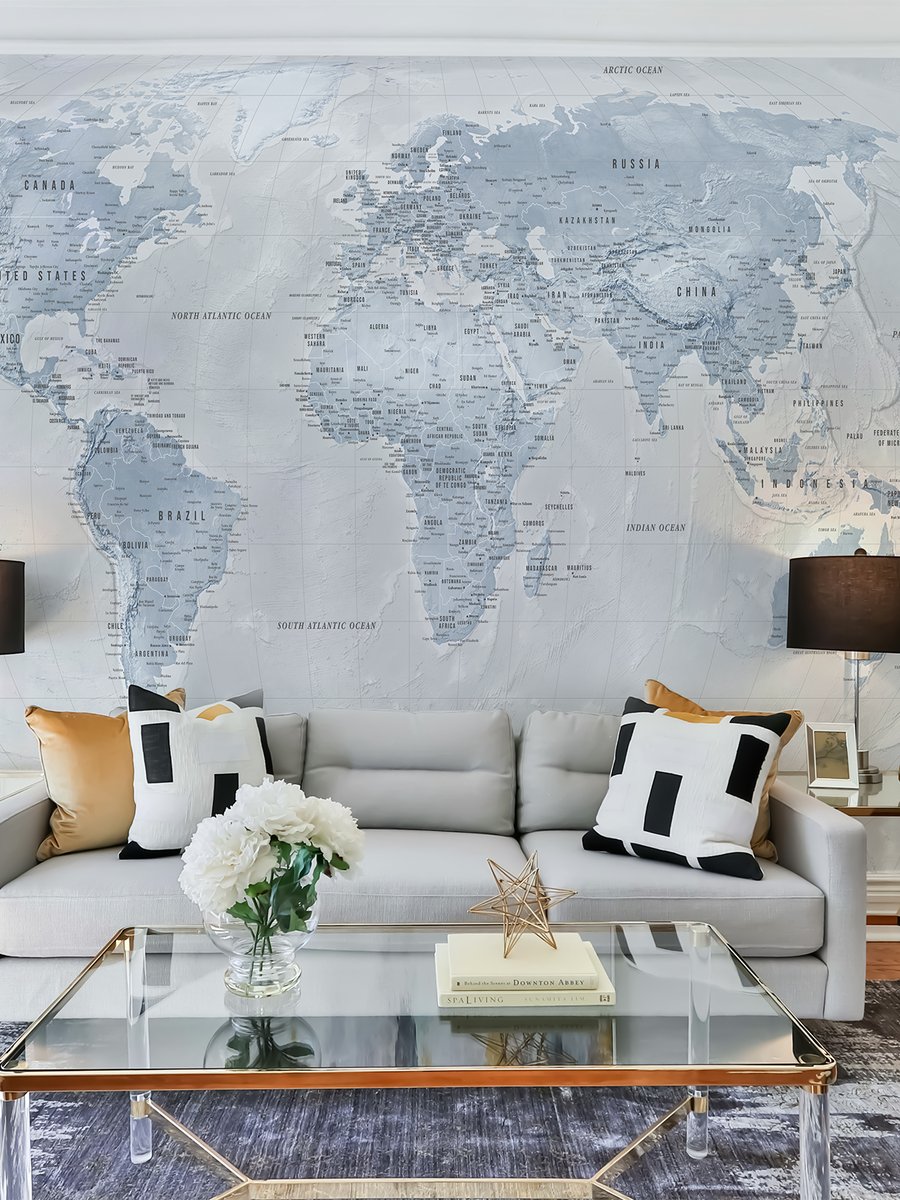 Global Geographic World Map Wallpaper Mural | Wallhue