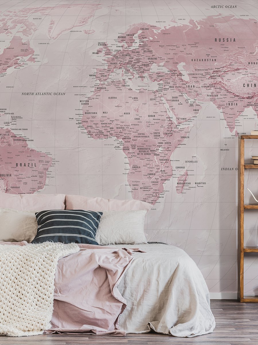 Global Geographic World Map Wallpaper Mural | Wallhue